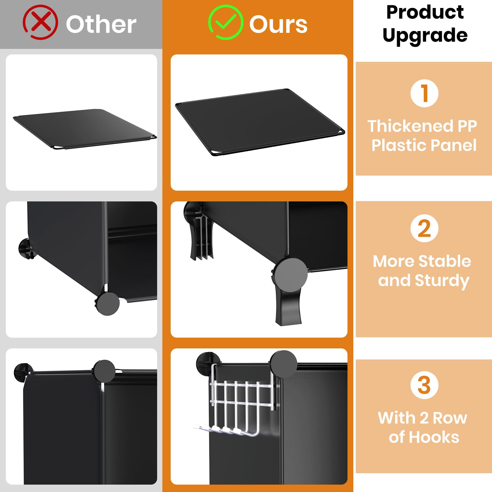 VTRIN Cube Storage Organizer, Large Capacity 12 Cube Storage Shelf Bookshelf DIY Stackable Plastic Cubby Shelving Cube Organizers for Closet, Bedroom, Living Room, Home Office, Black