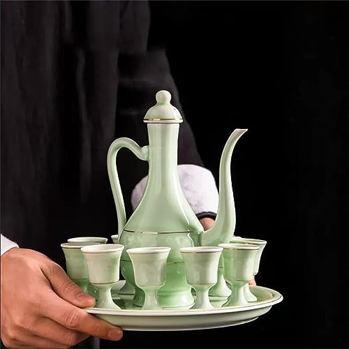 ZLXDP Household White Wine Glass Set Ceramic Chinese Antique Wine Pot Wine Cup Small Wine Cup Wine Distributor