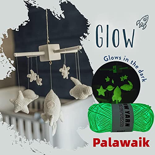 Yarn for Crocheting - 5 Rolls DIY Glow in The Dark Yarn, Glow in The Dark Yarn for Crochet, Glow Yarn for Knitting, Crocheting, Crafts Sewing Beginners - Christmas Decorations (Blue)