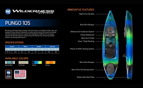Wilderness Systems Pungo 105 Recreational Kayak - Sit Inside - Phase 3 Air Pro Comfort Seating - 10.6 ft - Galaxy