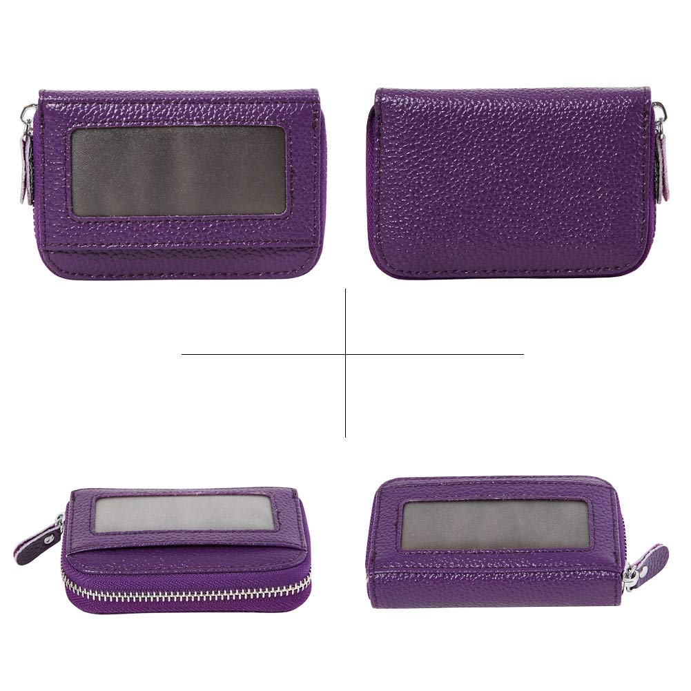 Women's RFID Blocking 12 Slots Credit Card Holder Leather Accordion Wallet,purple