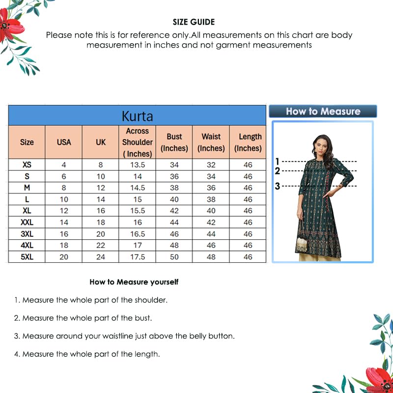 Yash Gallery Women's Plus Size Rayon Floral Print Anarkali Kurta (Dark Green)