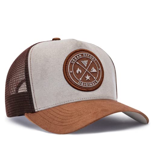 Urban Effort Mesh Back Cap - for Men and Women Baseball Hat 5-Panel Trucker Hat - Great Snapback Closure for Hunting & Hiking (Brown/Gray)