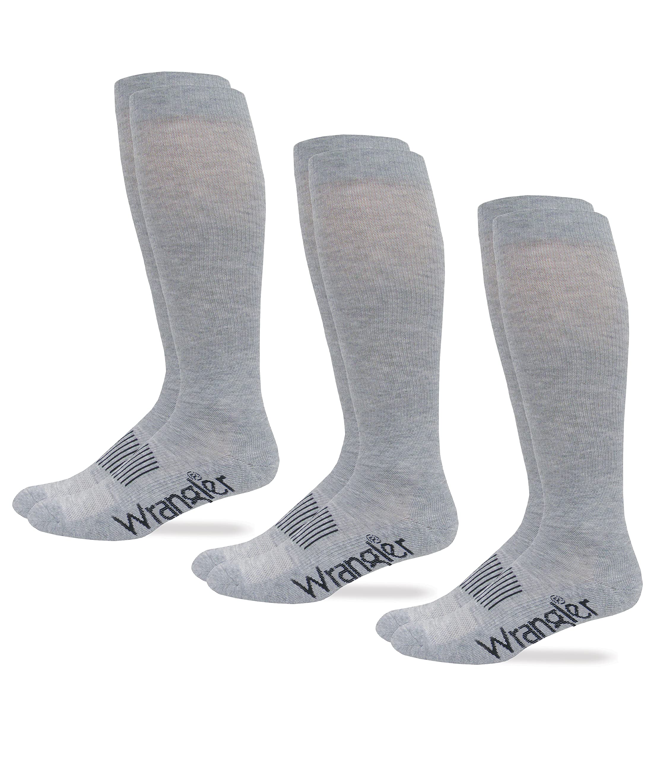 Wrangler Men's Western Boot Socks (Pack of 3),Grey,Sock Size:X-Large(12-15)/Shoe Size: 12-16