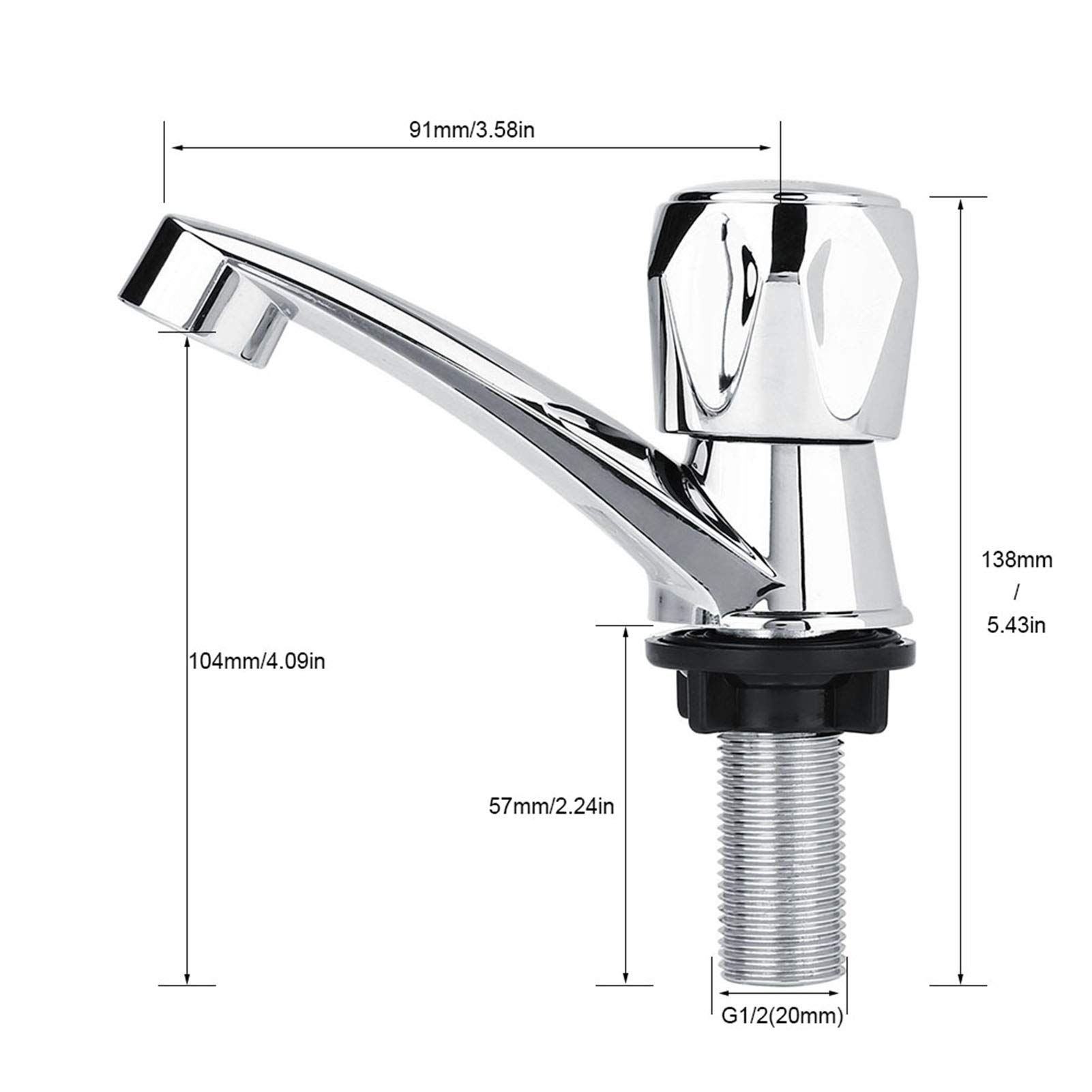 Water Faucet, G1/2 (20mm) ABS Plastic Single Cold Faucet Water Tap Bathroom Basin Kitchen Sink Accessories(Diamond G1/2)