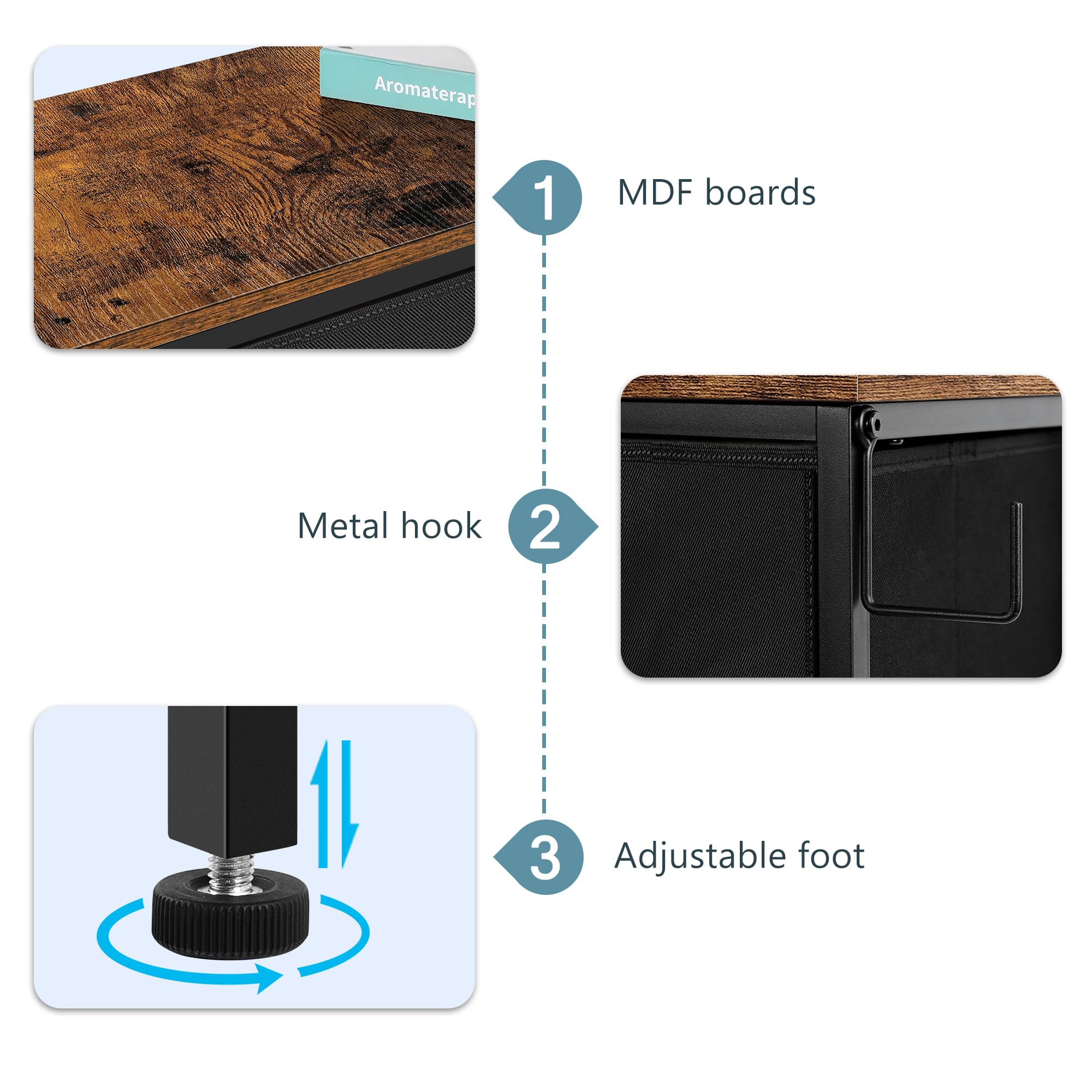 YBING Small Entryway Table, Narrow Console Table with Drawers, Sofa Table with Hook, Narrow Hallway Table for Living Room, Bedroom, Couch, Foyer, Industrial, Brown and Black