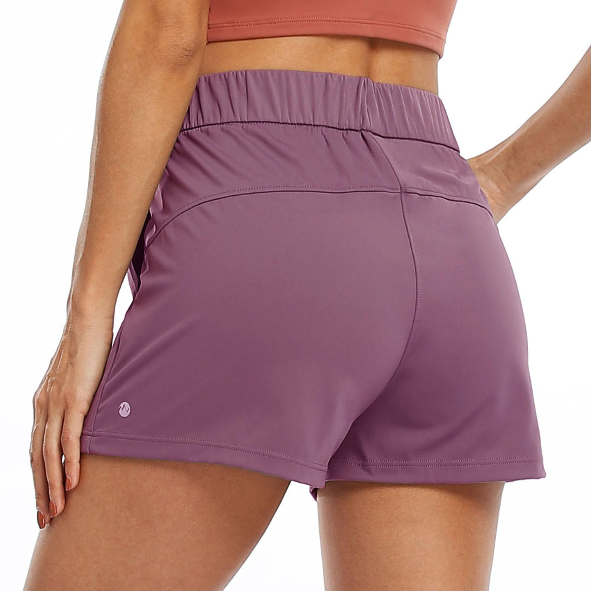 Willit Women's Shorts Hiking Athletic Shorts Yoga Lounge Active Workout Running Shorts Comfy Casual with Pockets Bordeaux L