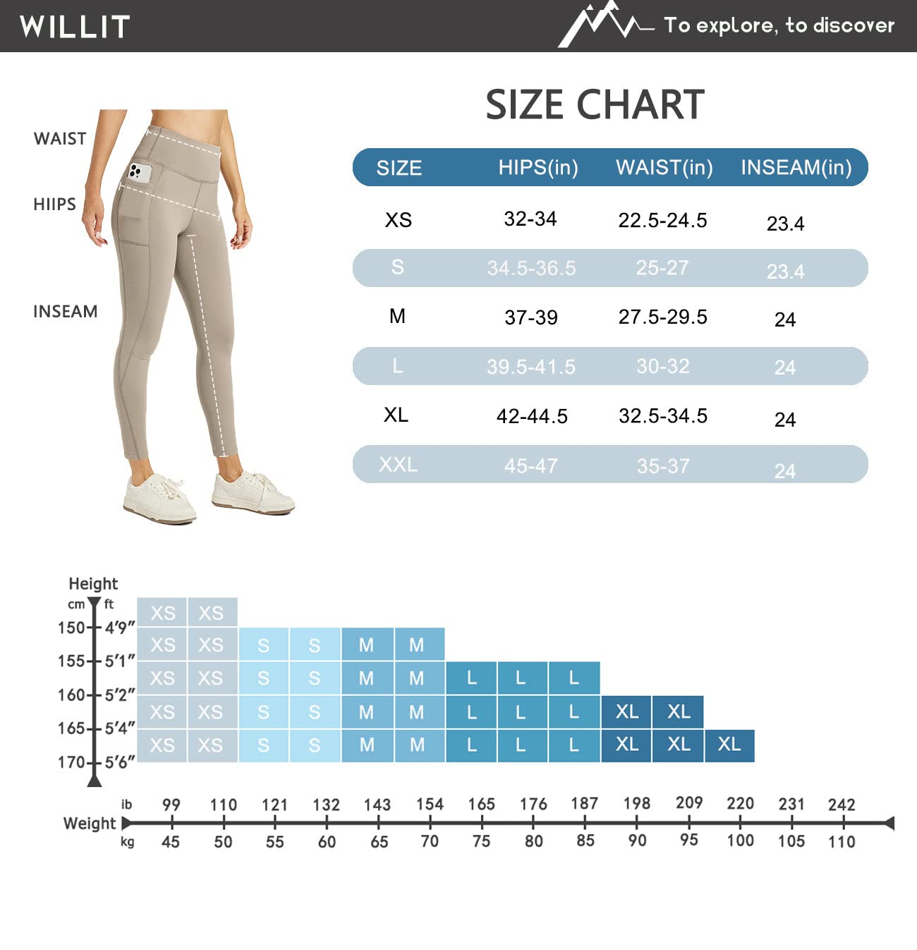 Willit Women's Fleece Lined Leggings High Waisted Winter Thermal Yoga Running Pants with Pockets Navy Blue M