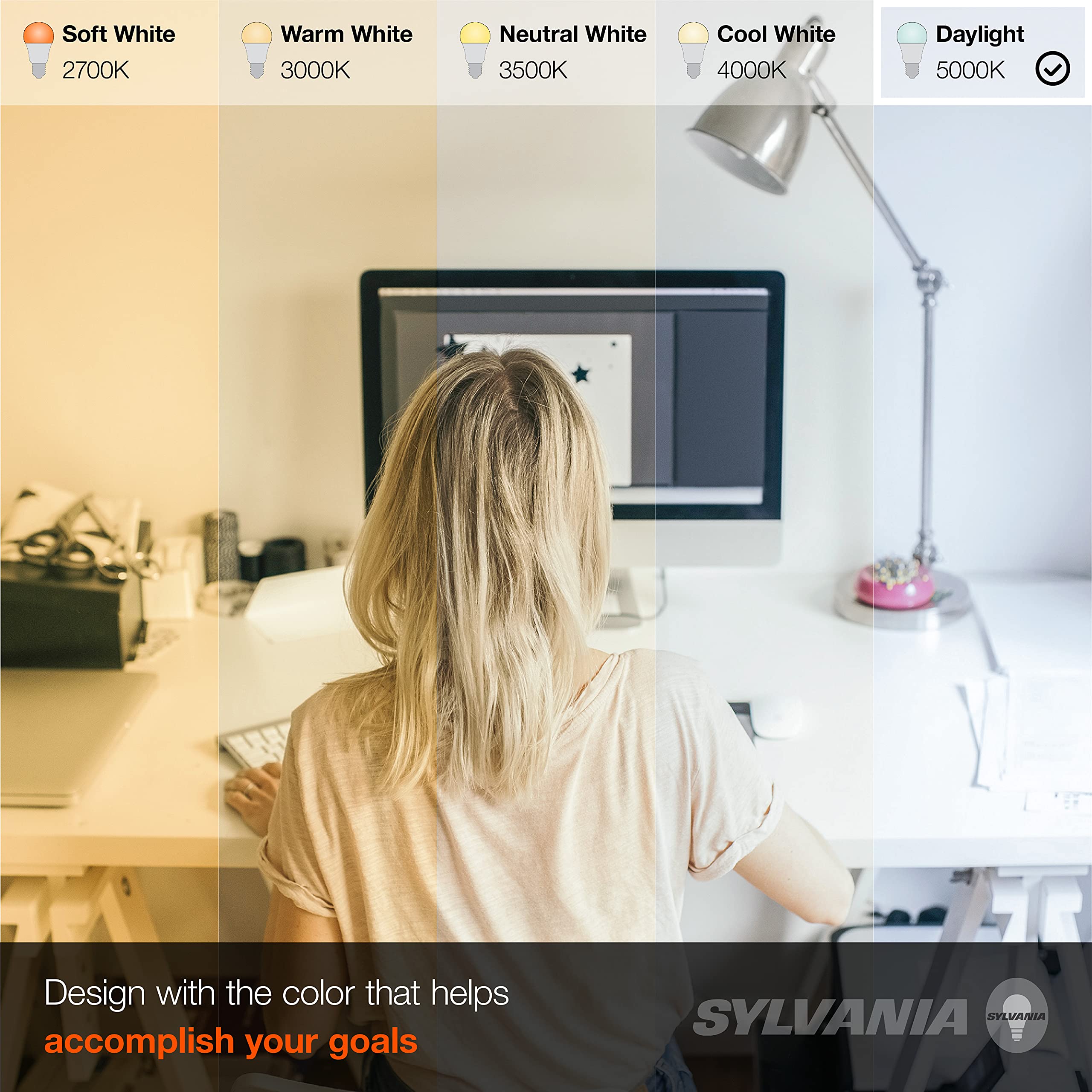 SYLVANIA LED Light Bulb, 100W Equivalent A19, Efficient 14W, Medium Base, Frosted Finish, 1500 Lumens, Daylight - 1 Pack (79294)