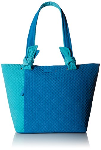 Vera Bradley Women's Microfiber Hadley East West Tote Bag, Bahama Bay and Turquoise Sea, One Size