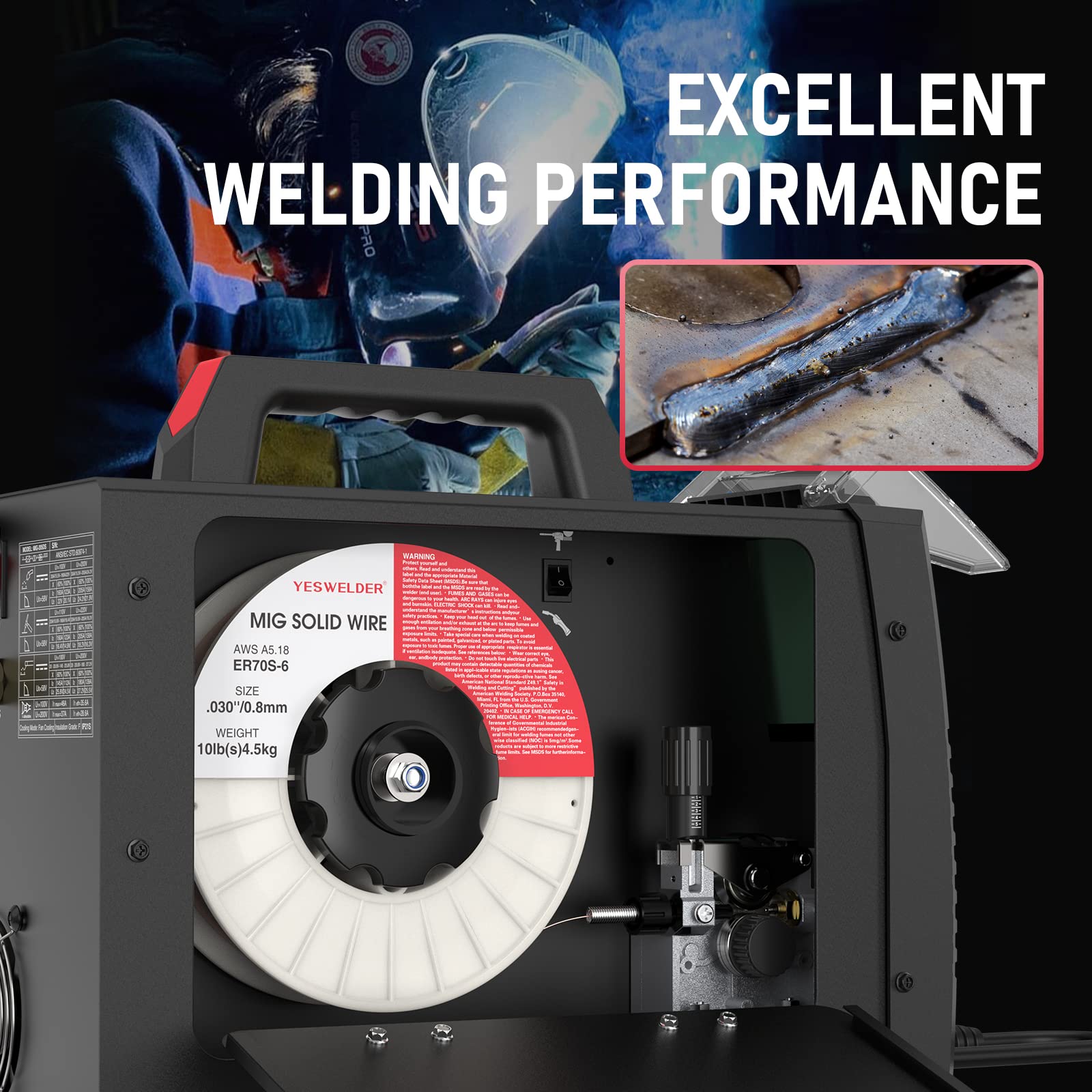 YESWELDER ER70S-6 .030-Inch on 10-Pound Spool Carbon Steel Mig Solid Strong ABS Plastic Spool Welding Wire