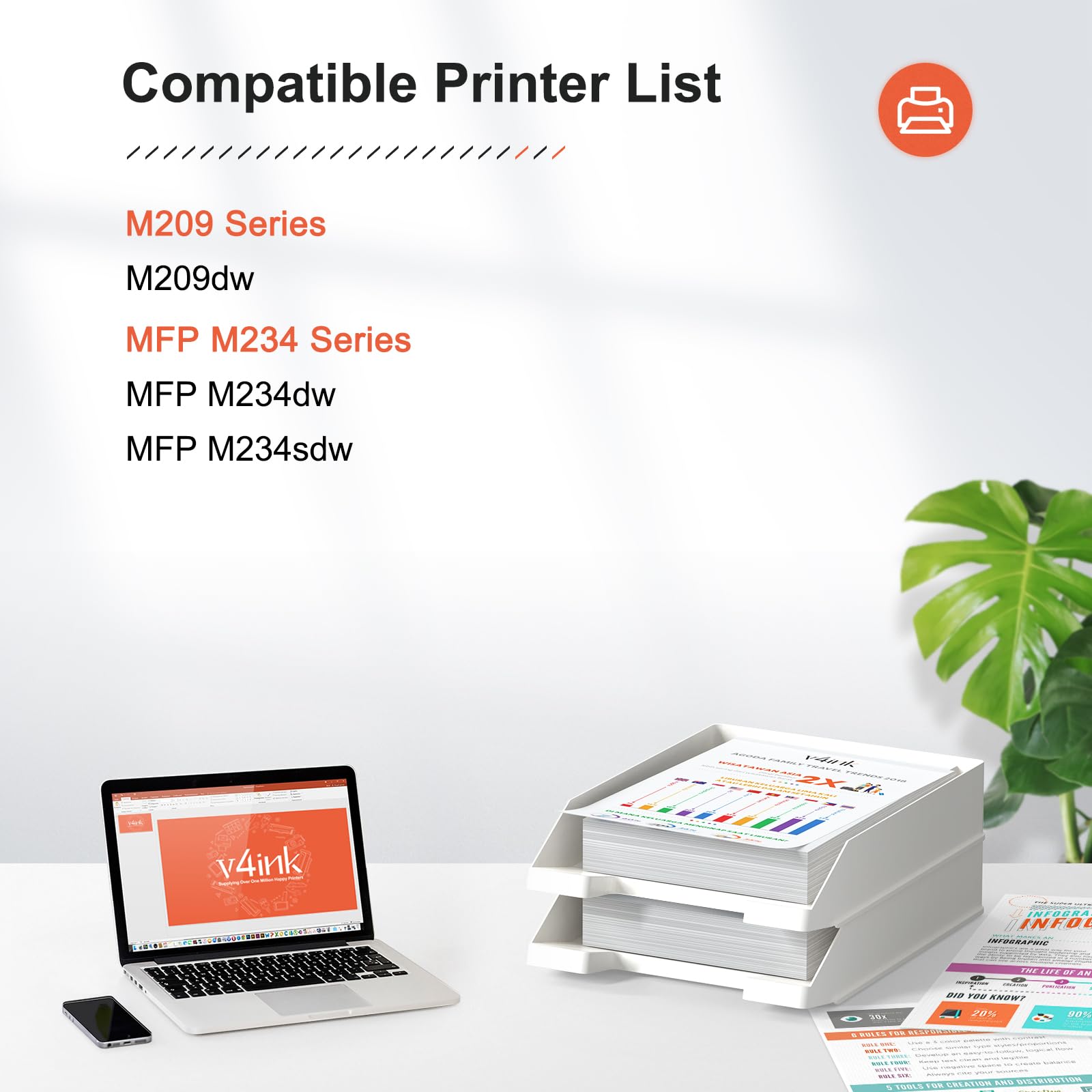 v4ink [Need OEM Chip] Compatible Toner Cartridge Replacement for HP 134X W1340X for use in HP M209dw M209dwe MFP M234dw M234dwe M234sdw M234sdwe M209 M234 Printer 2-Pack Improved Version