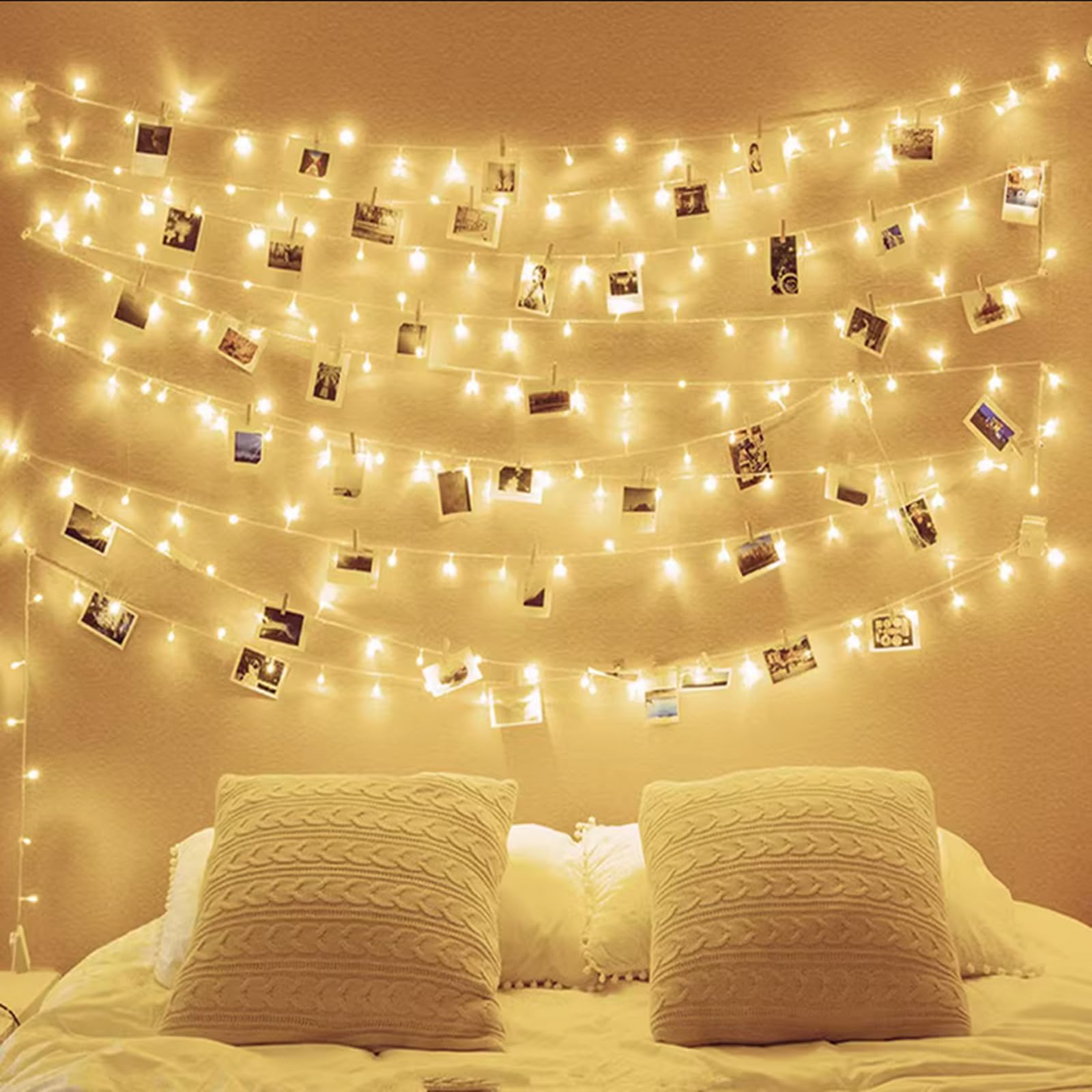 Warm White LED Fairy Lights Battery Operated String Lights Waterproof Silver Copper Wire 7 Ft 20 Led Firefly Starry Moon Lights for DIY Wedding Party Bedroom Patio Halloween Christmas Room Decor
