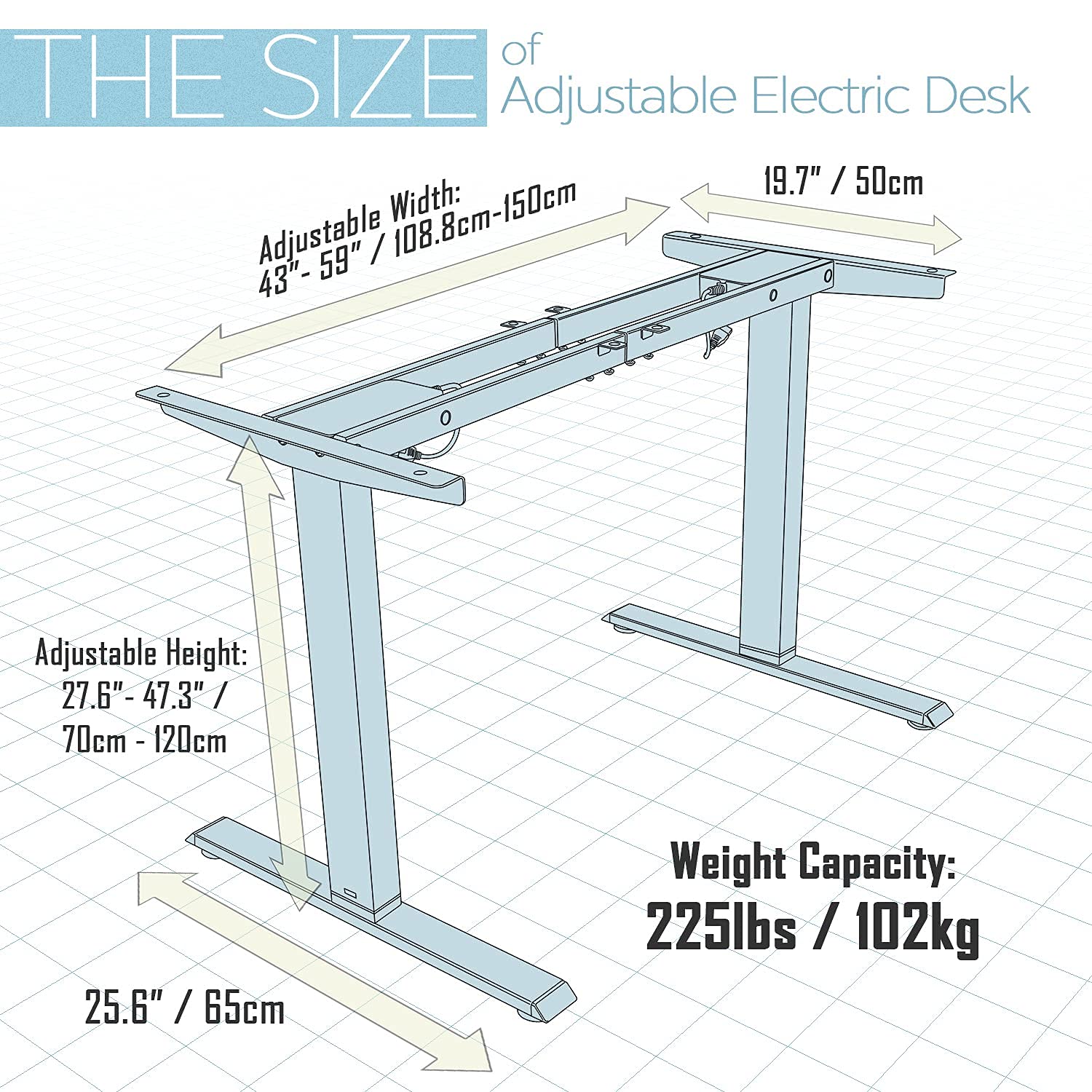 TOPSKY Dual Motor Electric Adjustable Standing Computer Desk White Frame with 58.3ββx26.8ββ Oak Board