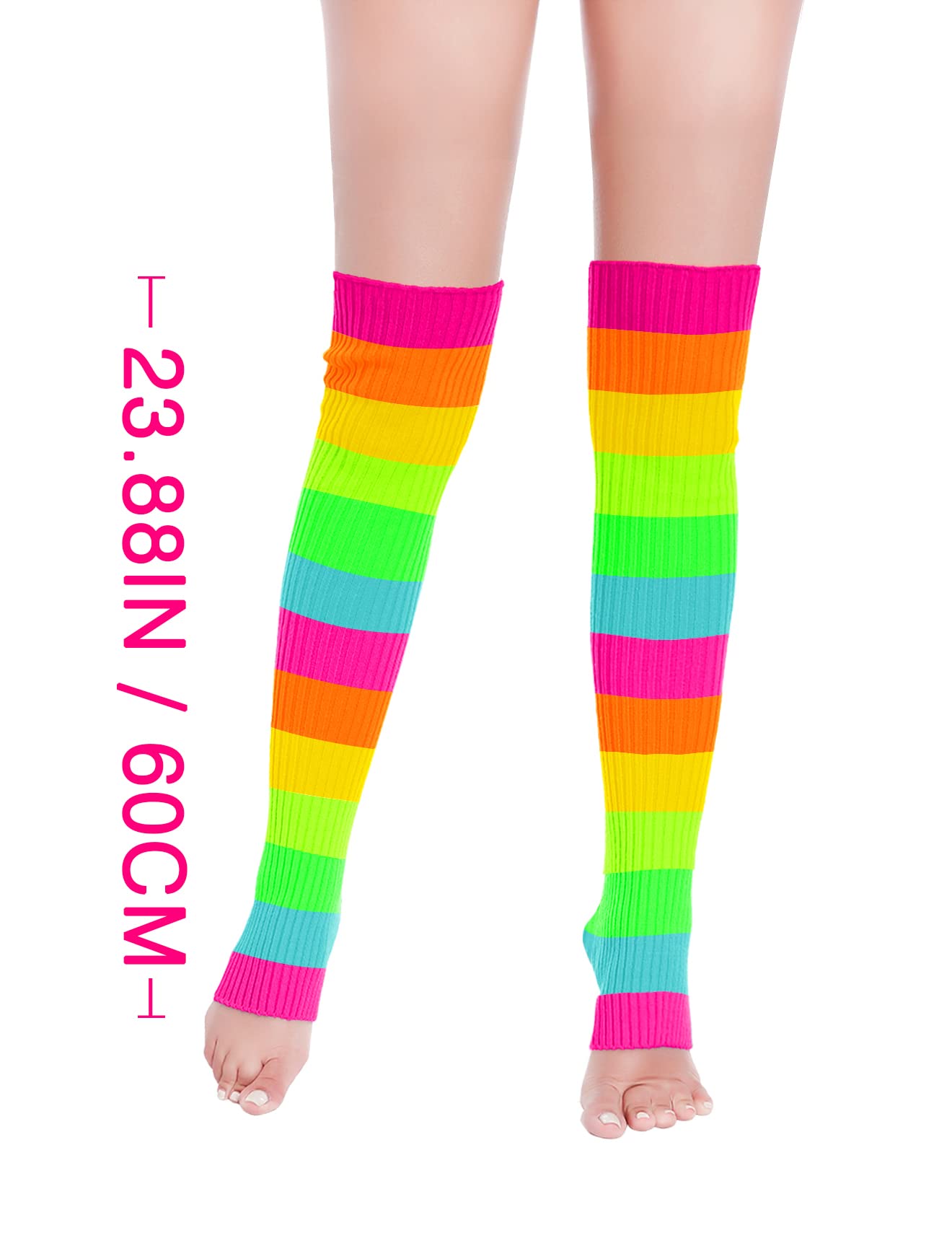v28 Women 80s Party Warm Costume Marathon Knit Long Socks Leg Warmers(T60-color 1)