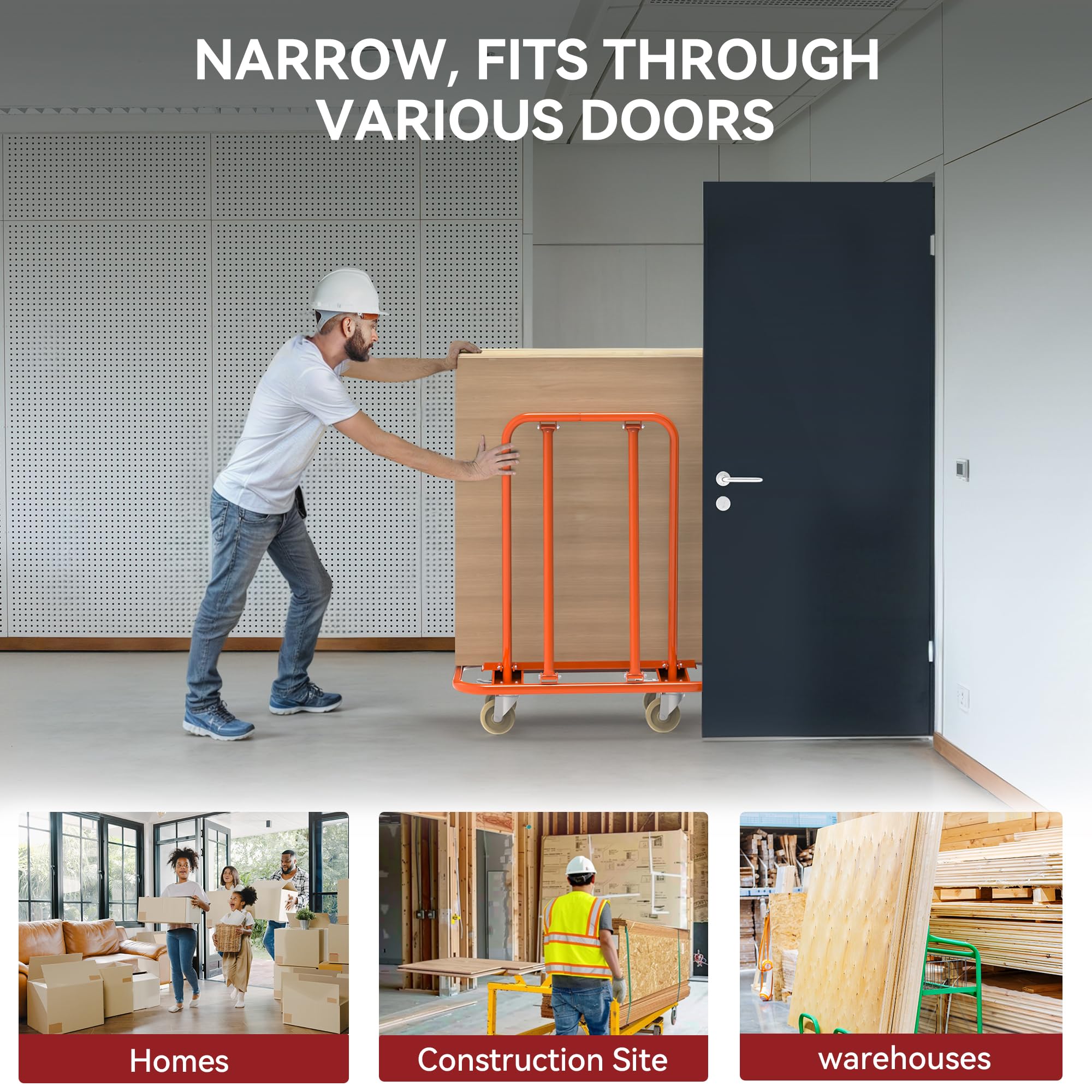 YITAMOTOR Drywall Cart, 3000lbs Heavy Duty Drywall Sheet Cart 45.3" L × 22.4" W × 46" H with 4 Swivel Wheels Panel Cart Sheetrock Dolly Drywall Dolly for Wall Panel, Sheetrock, Wood Panel