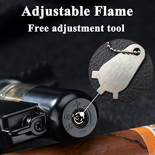 Torch Lighters,Windproof Lighter with Visible Window,Windproof Refillable Lighter,Adjustable Jet Flame,Used for Barbecue Kitchen Fireplace Candles etc,2 Pack(Gas not Included) (Black)