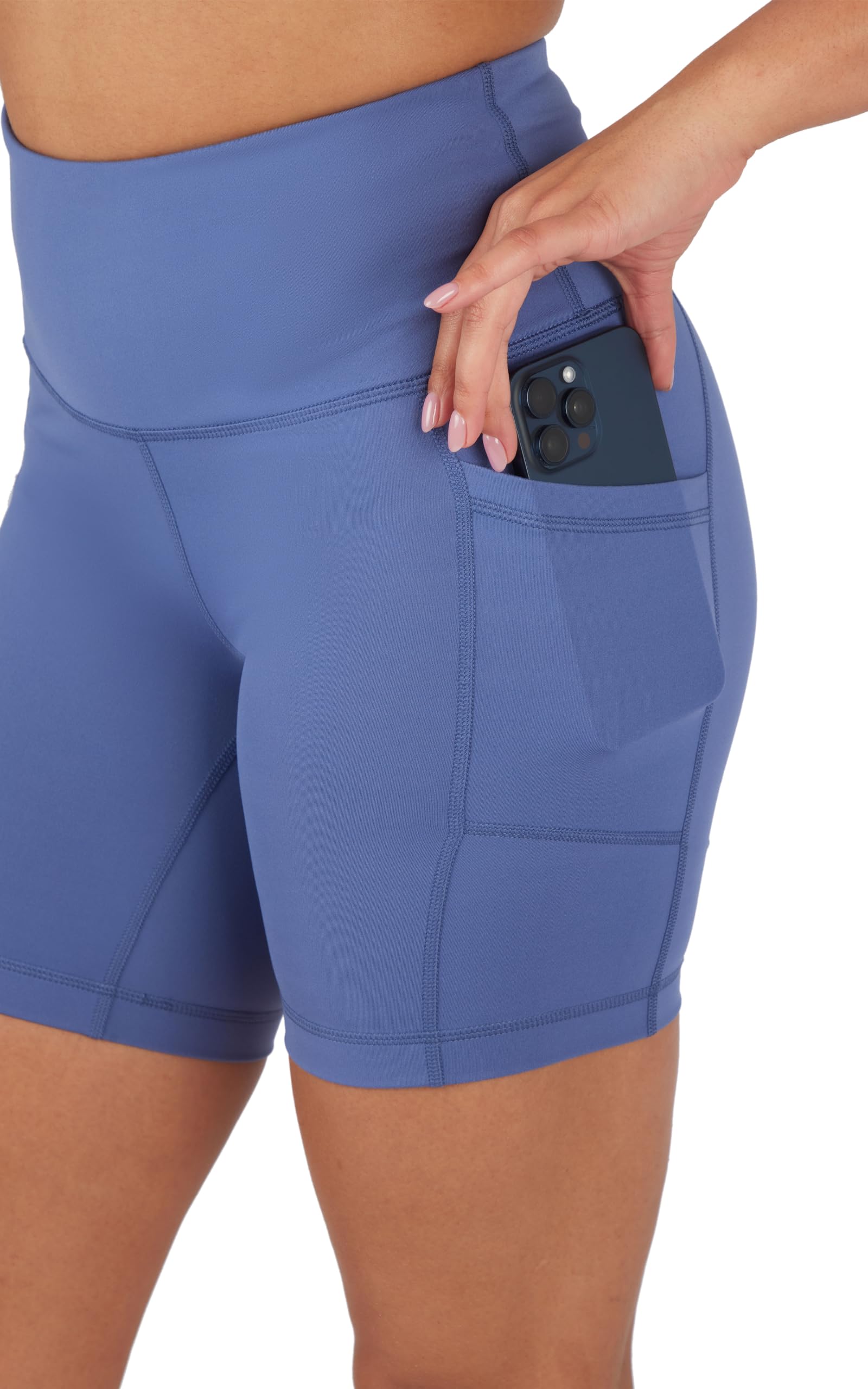 Yogalicious Ultra Soft Lightweight Hi Rise Shorts with Side Pocket - High Waist Yoga Shorts - Gothic Grape 5" - Medium