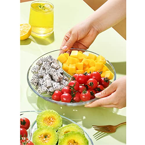 VejiA Fruit Basket for Kitchen Grid Plate Glass Fruit Plate Living Room Tea Table Sub Plate Household Snacks Candy Breakfast Plate Creative Side Dish Fruit Bowl/Fruit Bowls (Color