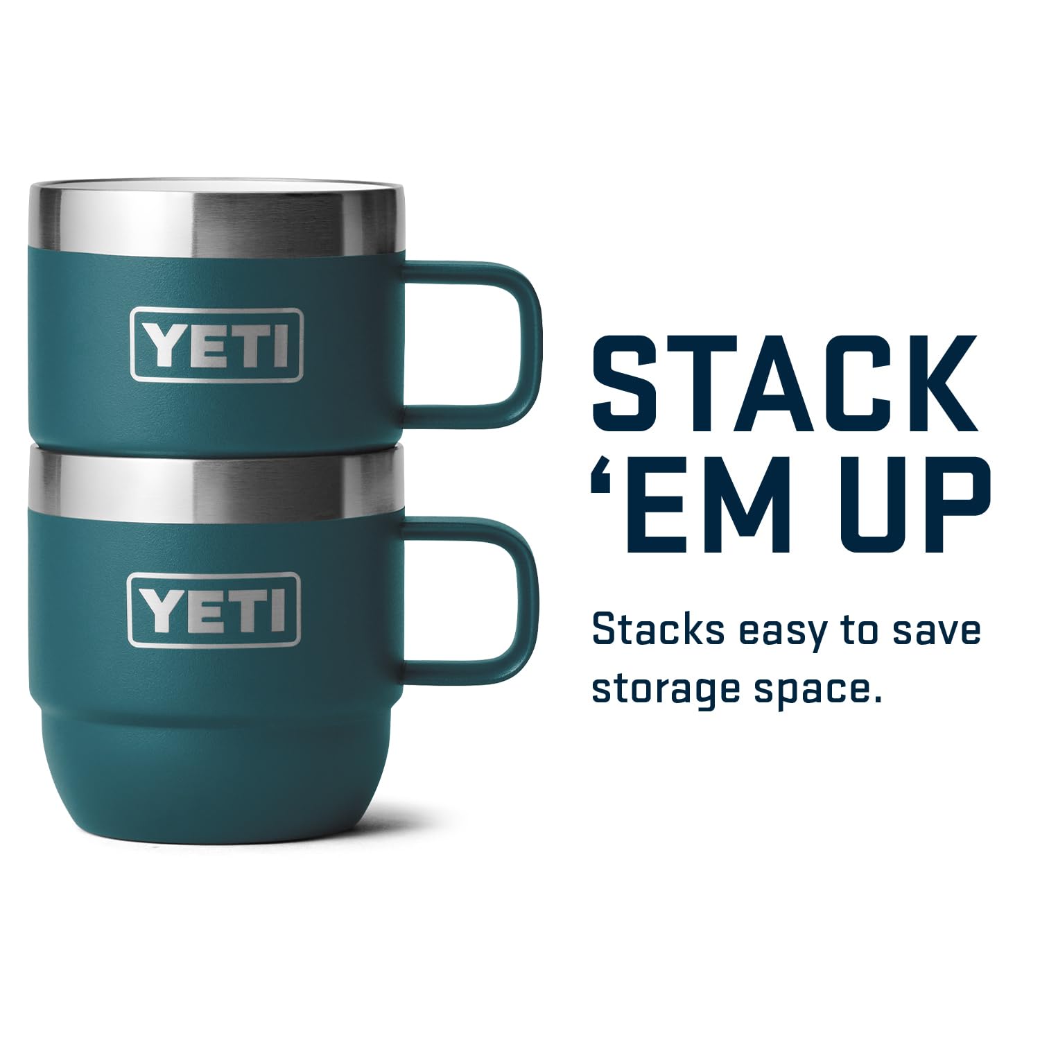 YETI Rambler 6 oz Stackable Mug, Stainless Steel, Vacuum Insulated Espresso/Coffee Mug, 2 Pack, Camp Green