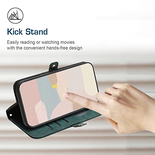 WATSKY for Oppo A57/REALME V23/A77 5G/A57E 4G/A57S 4G/A77 4G/1+Nord N20 SE 4G Contrast Flip Phone Case Dark Green