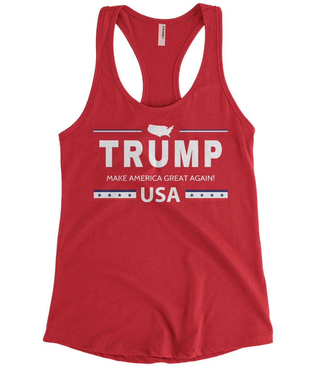 Women's Trump Make America Great Again USA MAGA Racerback Tank Top (Red, Medium)