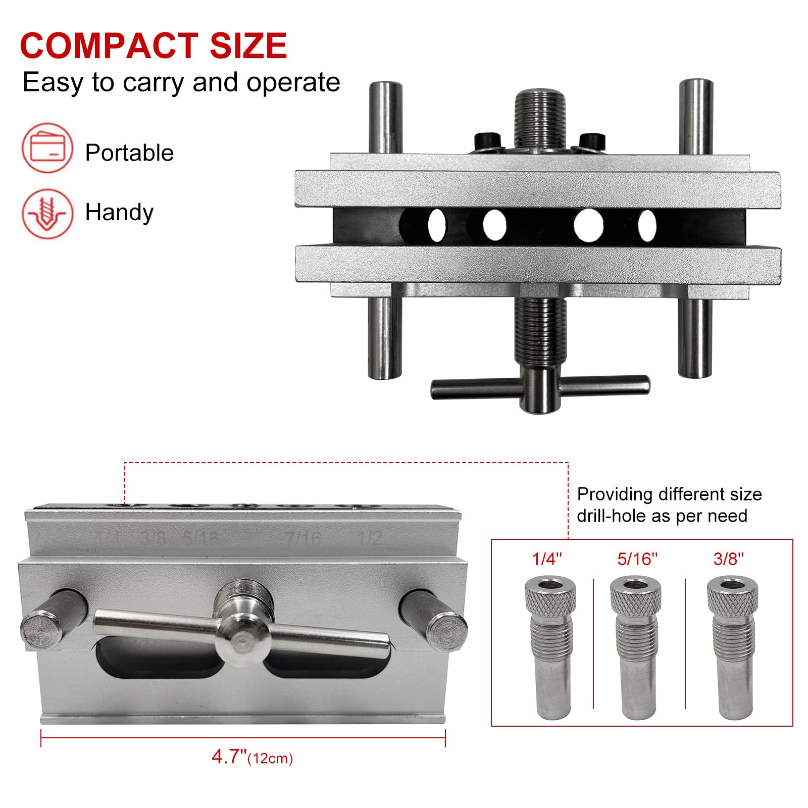 WAYCOJOY Self Centering Dowel Jig Kit, Drilling Guide Bushings Set, Woodworking Doweling Jig Puncher Locator Joints Tool for Straight Holes