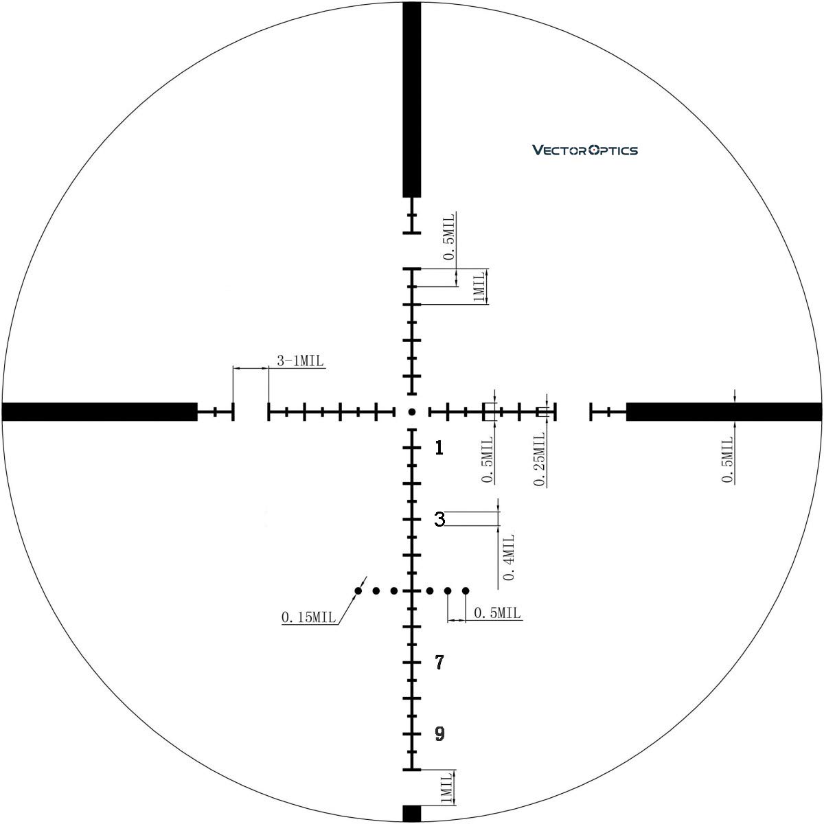 TAC Vector Optics Marksman 10x44 Hunting Long Eye Relief Varmint Riflescope Sight with Rangefinder Glass Reticle 30mm Mount Ring