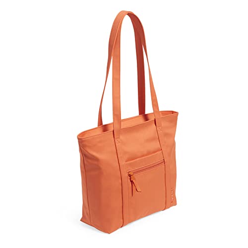 Vera Bradley Women's Cotton Small Vera Tote Bag, Orange Bell Pepper - Recycled Cotton, One Size
