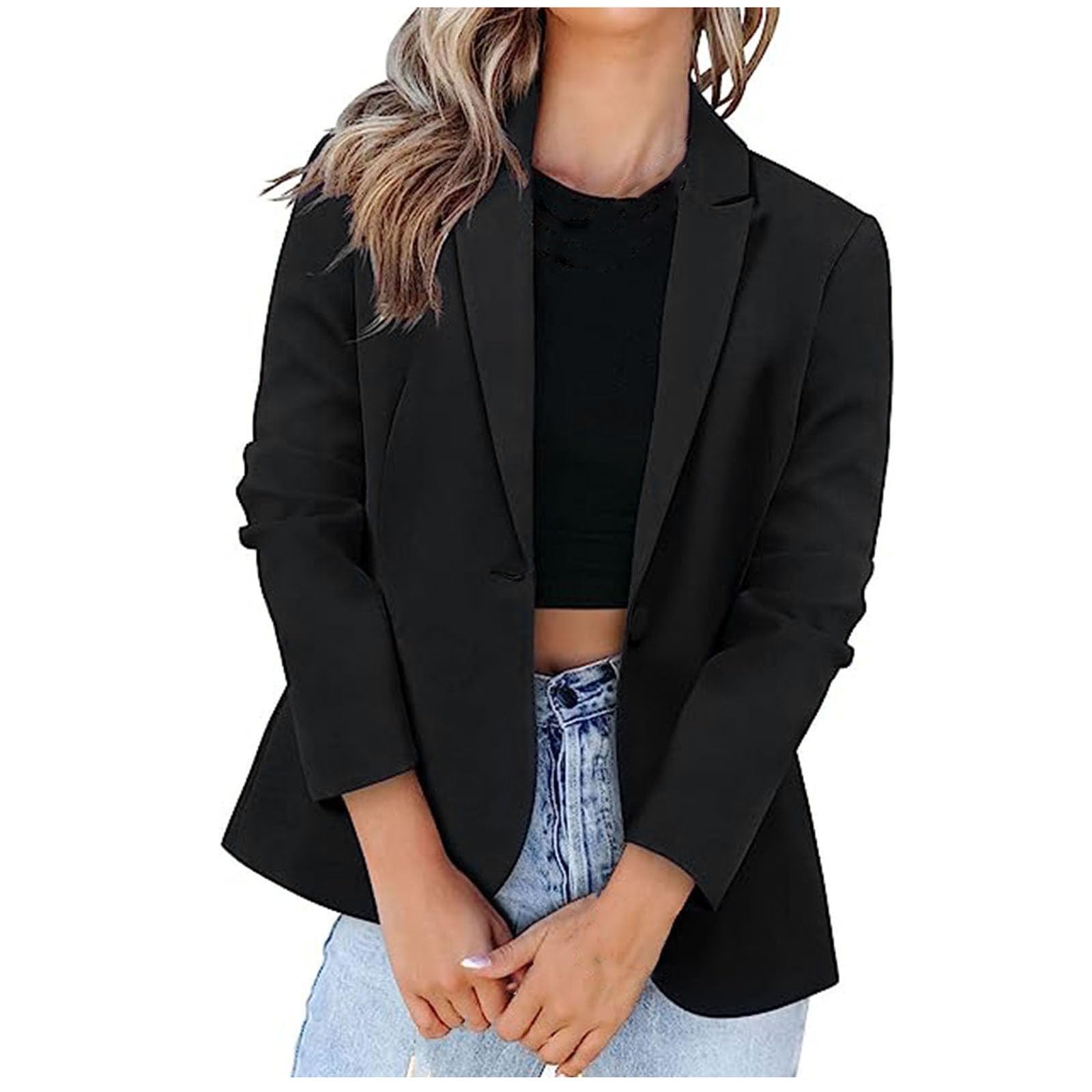 Womens Fall Fashion 2023 Casual Blazers Long Sleeve Open Front Work Suit Office Blazer Jackets with Pockets