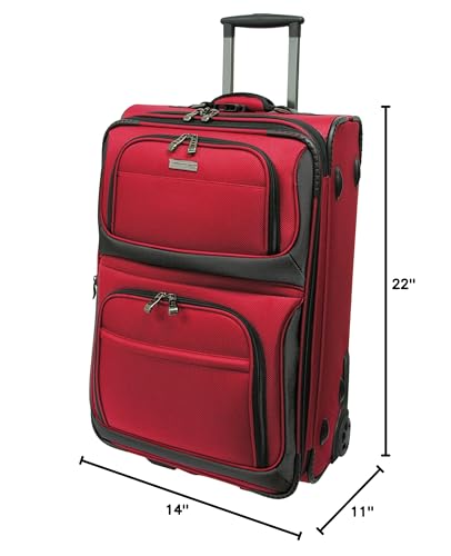 Traveler's Choice Conventional II Expandable Rugged Rollaboard Luggage, Red, Carry-on 21-Inch