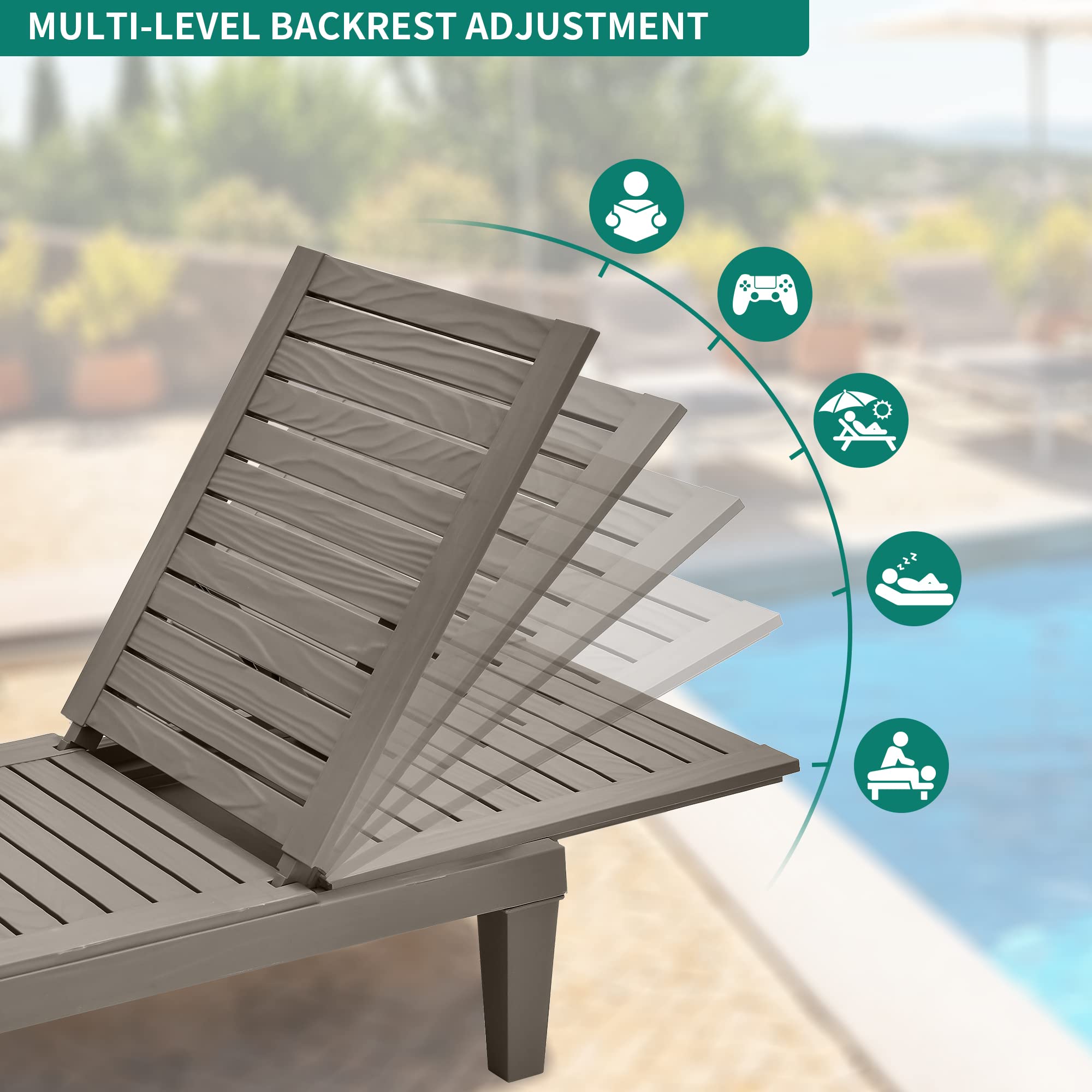 YITAHOME Chaise Outdoor Lounge Chairs with Storage Side Table for Patio