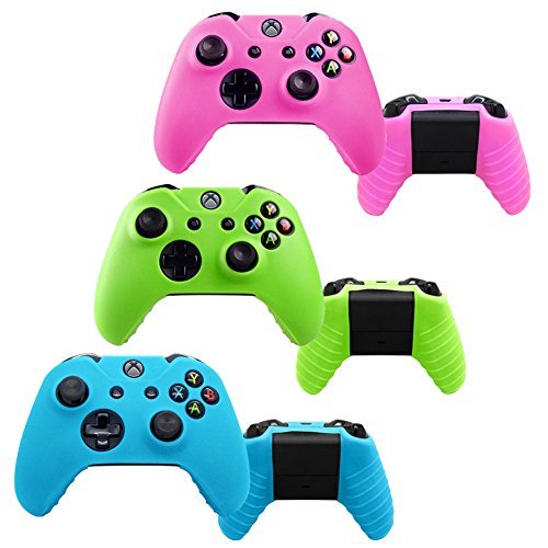 YTTL®3 Pack Glow in Dark Silicone Gel Rubber Grip Protective Case Skin Cover For Microsoft Xbox One Wireless Controller - Blue/ Green/ Pink