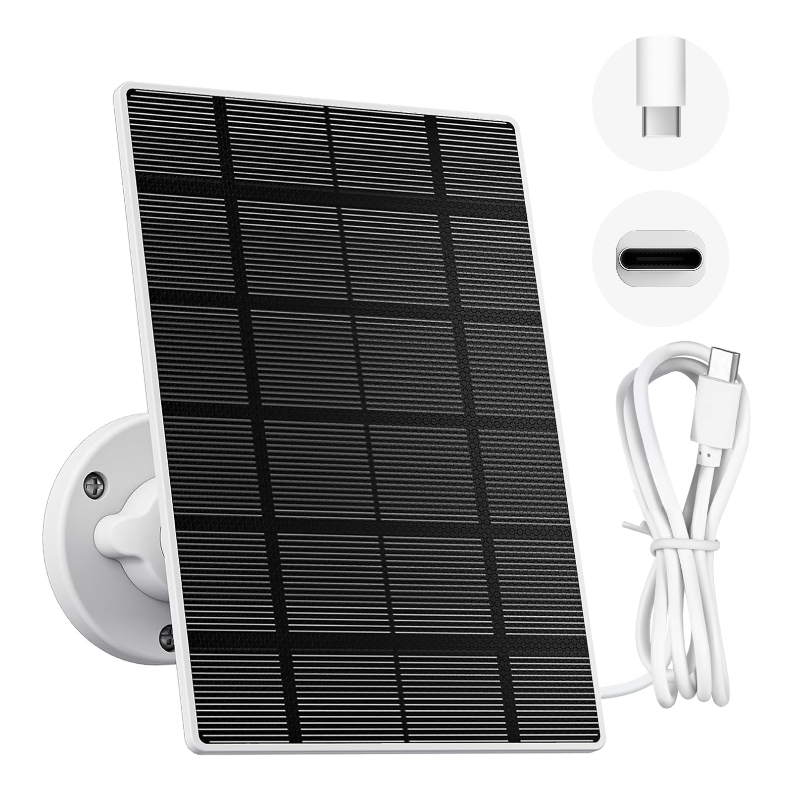 ZUMIMALL Type C Solar Panel for Wireless Camera, IP66 Waterproof Solar Panel with 10ft Charging Cable, Suitable for All Security Camera with Type-C Charging Port (Type C Port)