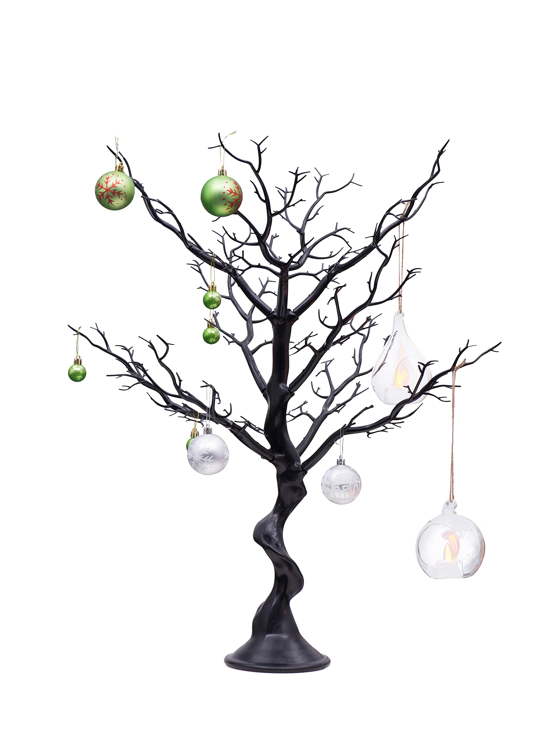 Wedding Genie Artificial Decoration Centerpiece 34" Branch Tree Wedding Eastern Halloweens Holiday Decor Life-Like Life-Size Birthday Indoor and Outdoor décor with Light and Candle (Black)