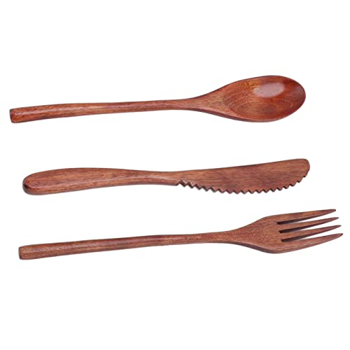 Wooden Cutlery Set Scratch Proof Portable Spoon Fork Cutter Tableware With Box For Dessert Salads Noodles Wooden Cutlery Set Scratch