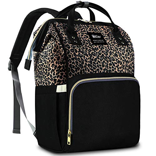 YOUNGFIT Diaper Bag Backpack, Diaper Bags for Baby Girl, Leopard Diaper Backpack Baby Bag