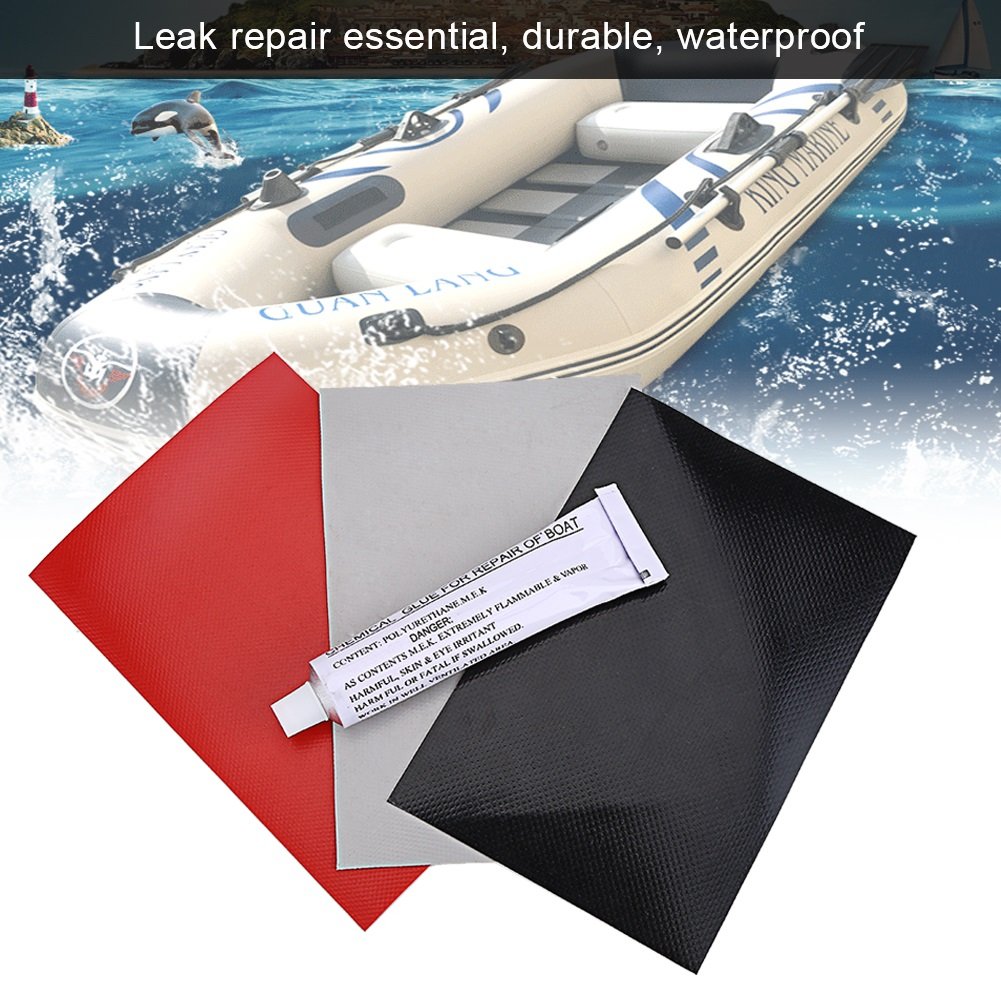 VGEBY PVC Patch Repair Kit, 3Pcs PVC Patch + Glue PVC Repair Tool for Inflatable Boat Kayak Canoe Waters Toy Patch Kits for Pontoon Skins Patch Kits for Pontoon Skins PVC Patch Kit for Inflatables
