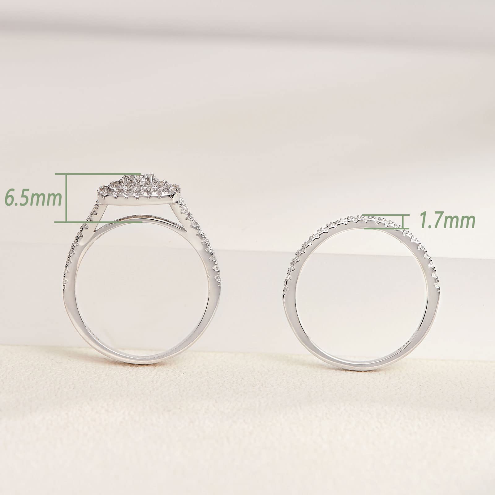 Wuziwen Cluster Flower Wedding Engagement Ring for Women 925 Sterling Silver Cubic Zirconia Sz 9.5