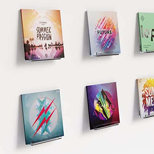ZYESF Acrylic Vinyl Record Floating Shelves 6 Pack, Acrylic Record Shelf for Display Your Favorite LP Records, Vinyl Record Display Holder for Record Collectors, Stores, Homes or Offices (4" Clear)