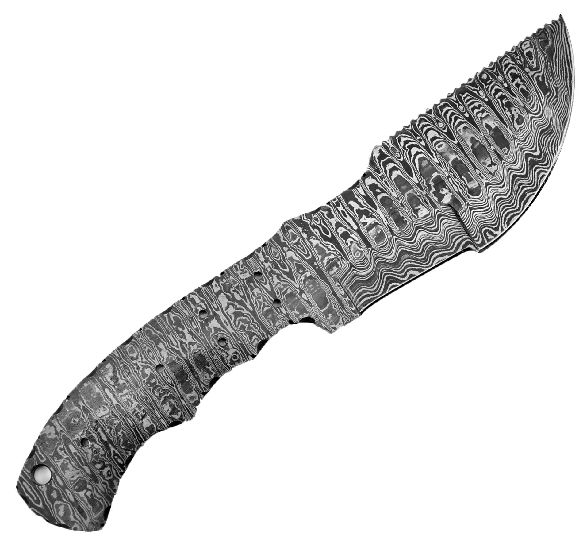Whole Earth Supply Large Damascus Hunting High Carbon Steel Tracker Blank Blanks Blade Knife Knives Making