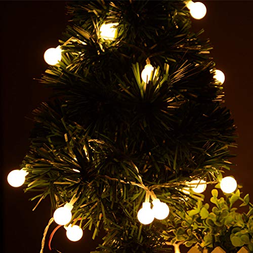 Yugust Globe String Lights, 17ft Battery Operated Remote Control Warm White LED Fairy Wall Lights with 8 Lighting Modes for Wedding Party Home Garden Decoration