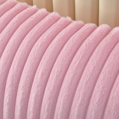 Yunyiio Faux Fur Body Pillowcase, Deluxe Plush Embellished Striped Pillowcase, Zipper Closed Pillowcase, Body Pillowcase 21x54 inch ((Pink) Vertical bar)