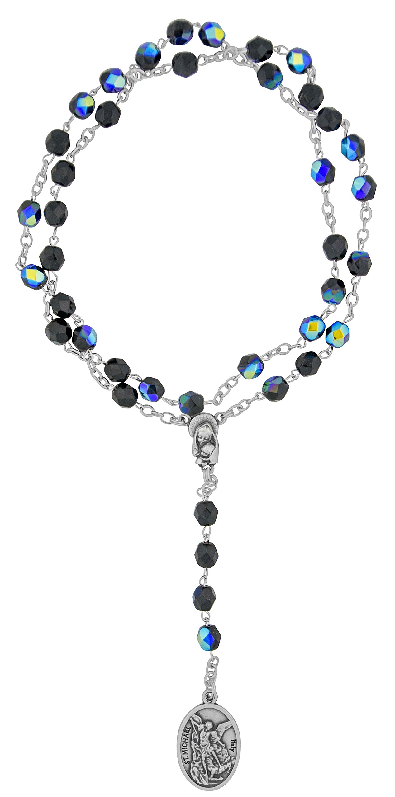 Venerare Traditional Saint Michael Chaplet with Prayer Card (Black Wood)