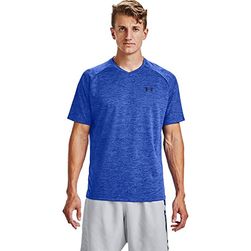 Under Armour Men's Tech 2.0 V-Neck Short-Sleeve T-Shirt , Emotion Blue (401)/Black, Medium
