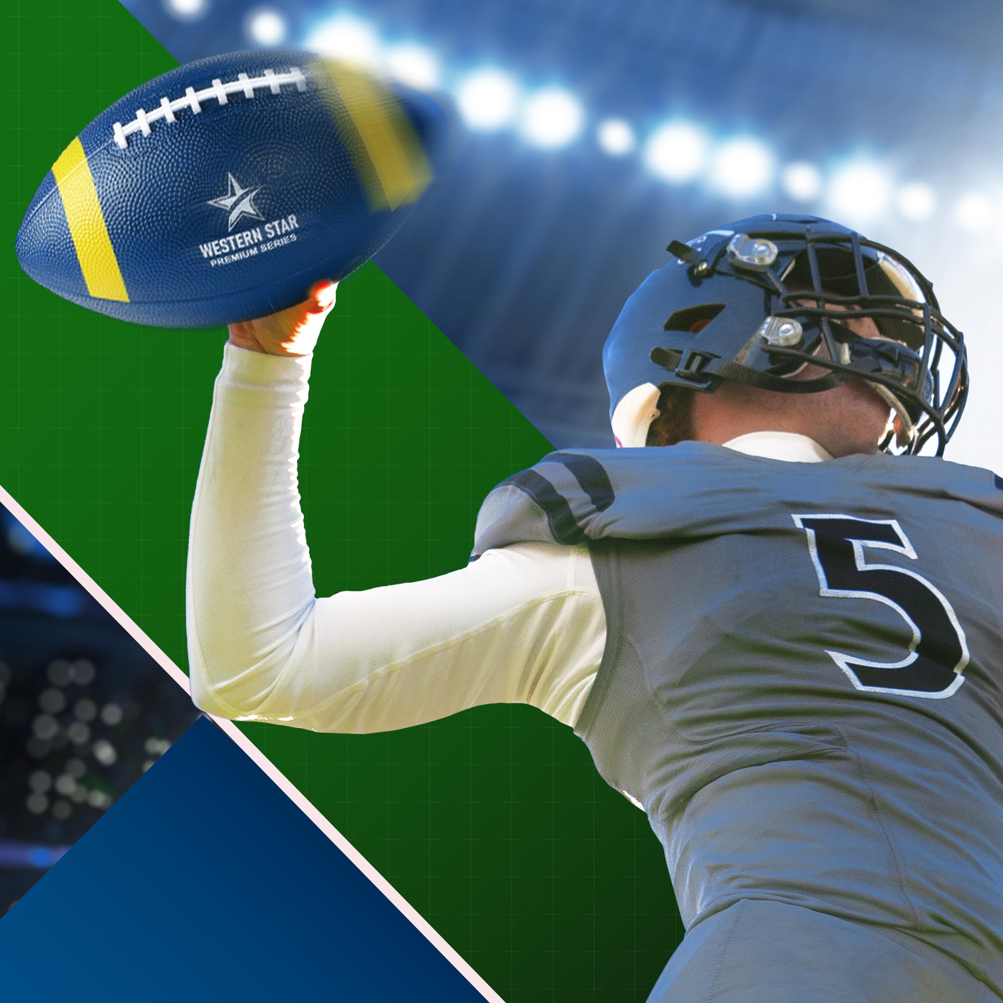 Western Star Durable Football - Official Size and Weight- 5 Popular Colors - Match Ball - Great Grip and Size 9 (3 Pack)