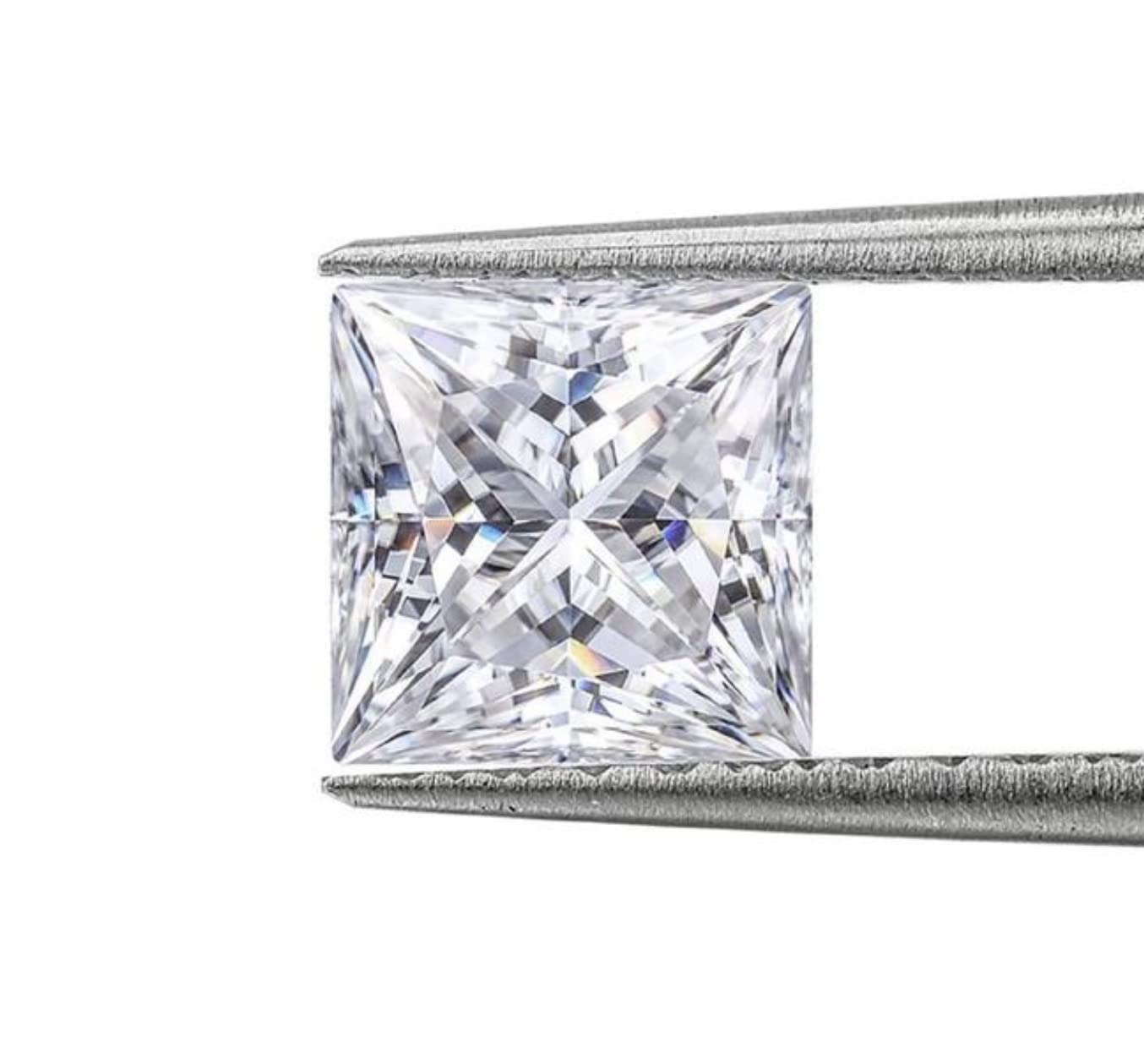 Venetia 101 Facets Realistic Supreme Princess Cut 1.5 Carat Simulated Diamond Ring Band Set 925 Silver Platinum Plated BSQ