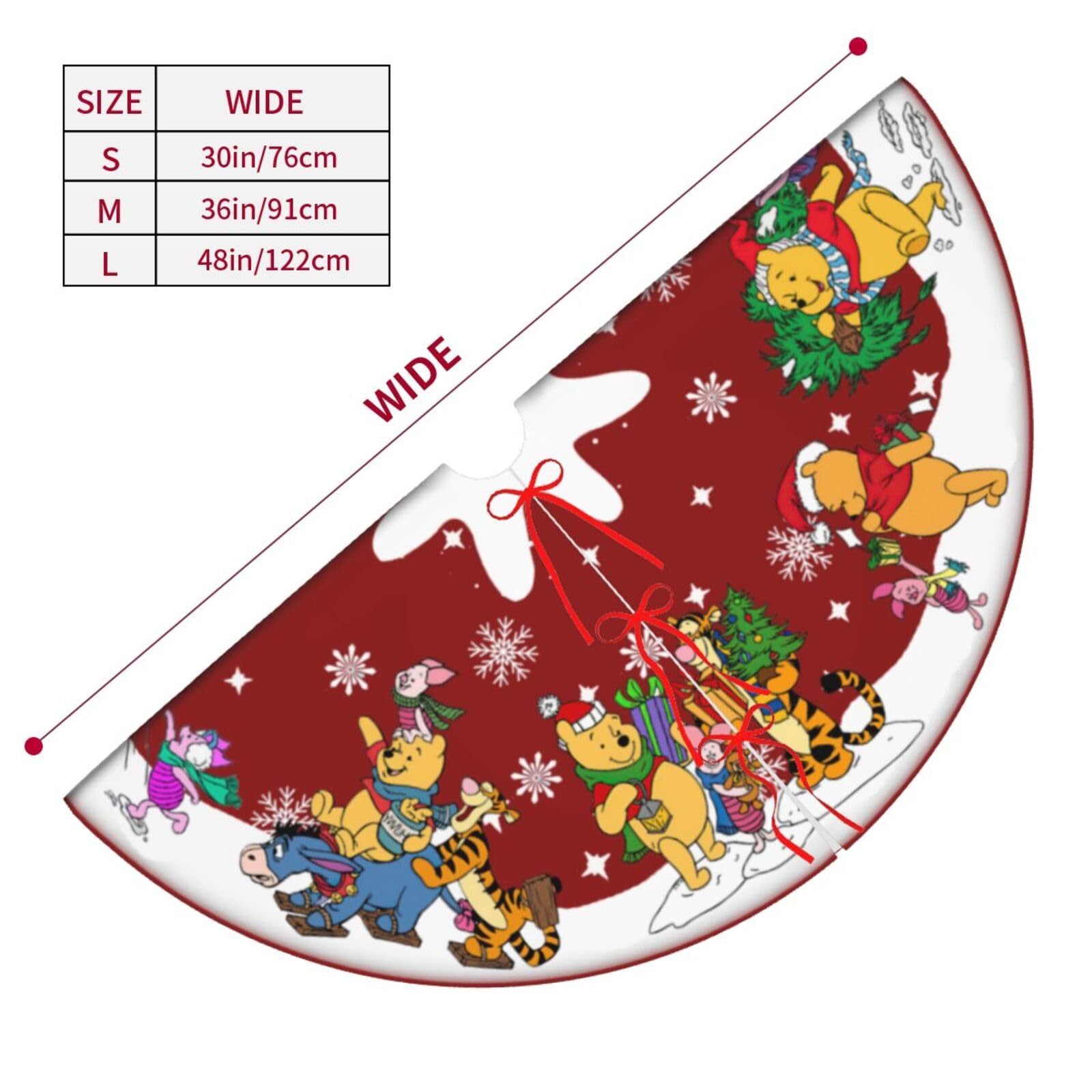 Winnie Christmas Tree Skirt,Super Soft Tree Skirt Deco,Xmas Tree Decoration Gifts.Christmas Party Decorations. (R1, 30")