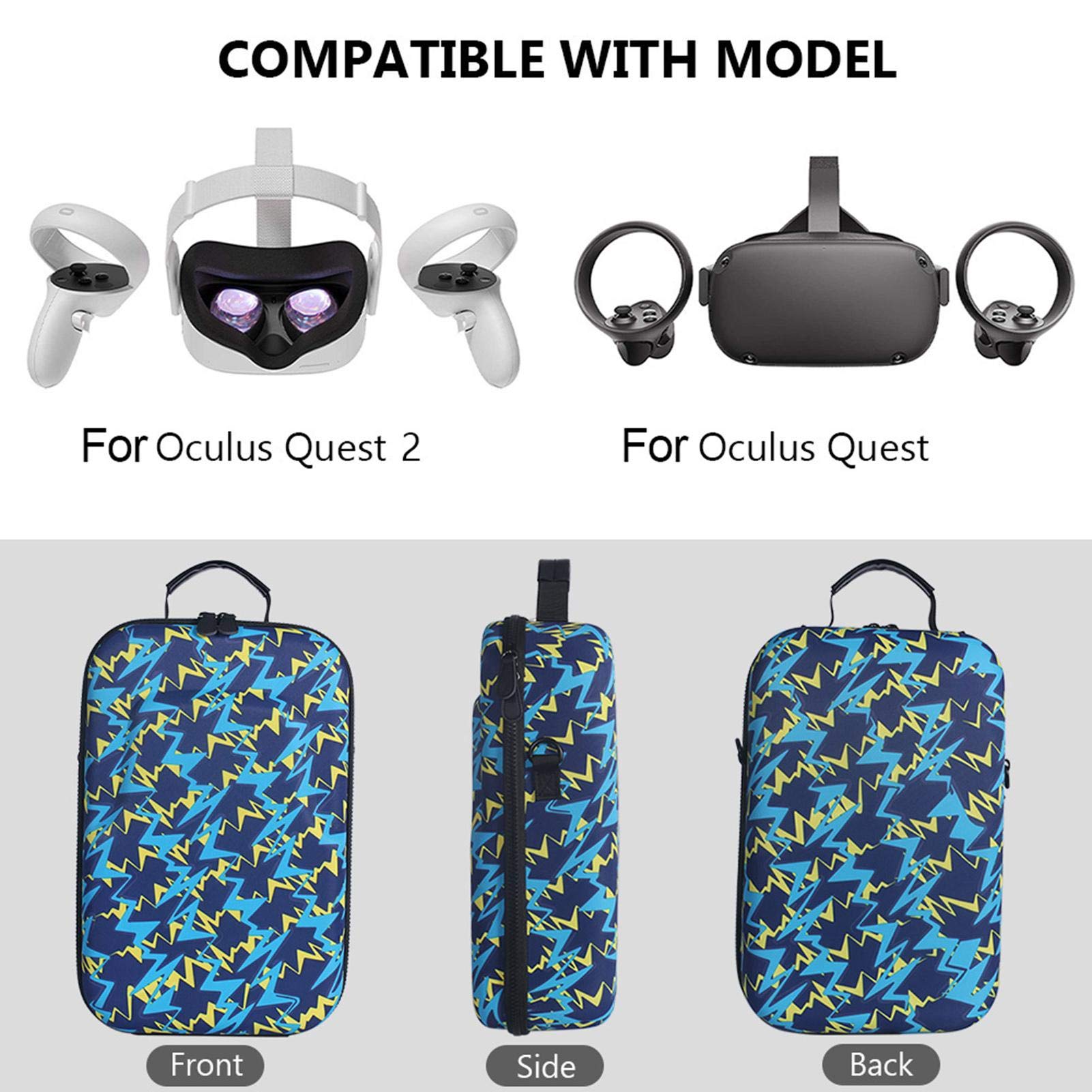 YADAQE Aicheng Hard Case for Oculus Quest & Quest 2, or Quest VR Gaming Headset Elite Strap and Controllers Accessories Carrying Bag, Travel Case Protective Cover Storage Bag