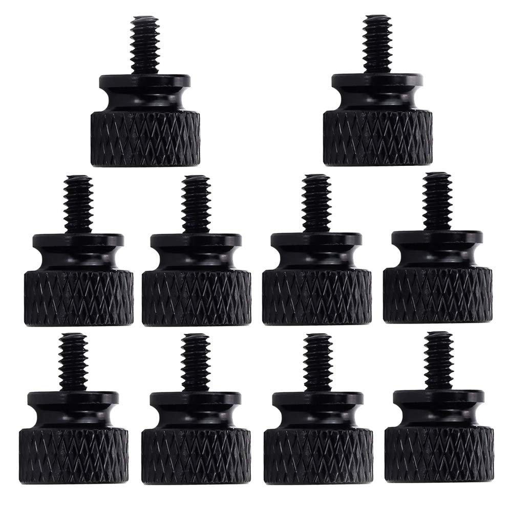 YATENG 10-pcs Anodized Aluminum Computer Case Thumbscrews (6-32 Thread) for Computer Cover / Power Supply / PCI Slots / Hard Drives DIY Personality Modification & beautification (Black)